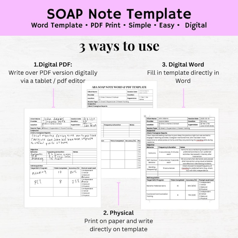 Aba Bcba Rbt SOAP Note Template, RBT Notes, ABA Notes, Aba Session Note ...