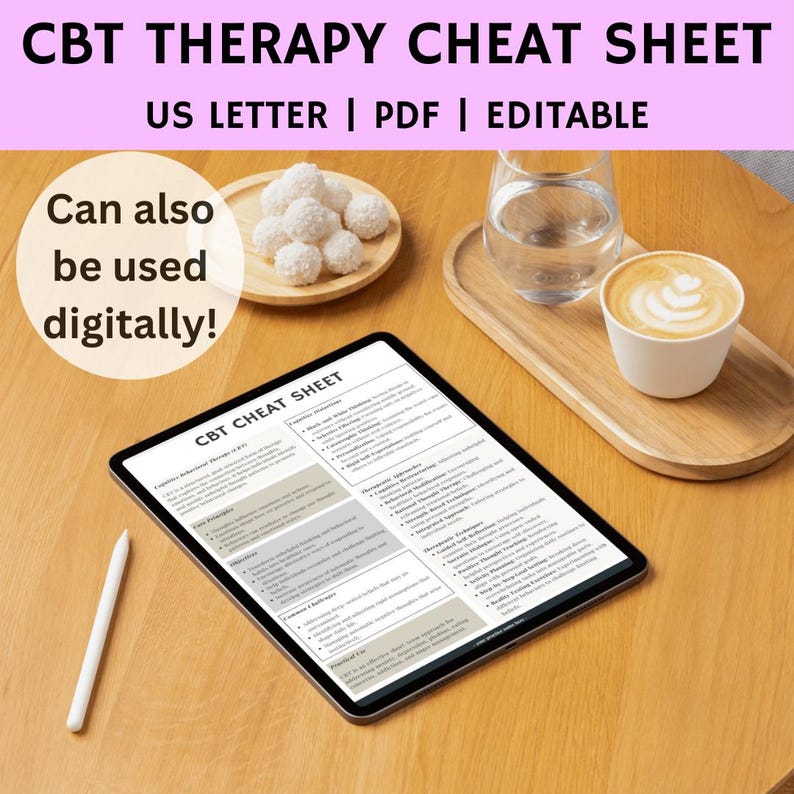 CBT Cheat Sheet, CBT Therapy Cheat Sheet, Therapist Cbt, Therapist Tools Cbt, Cbt Tool, Cbt ...