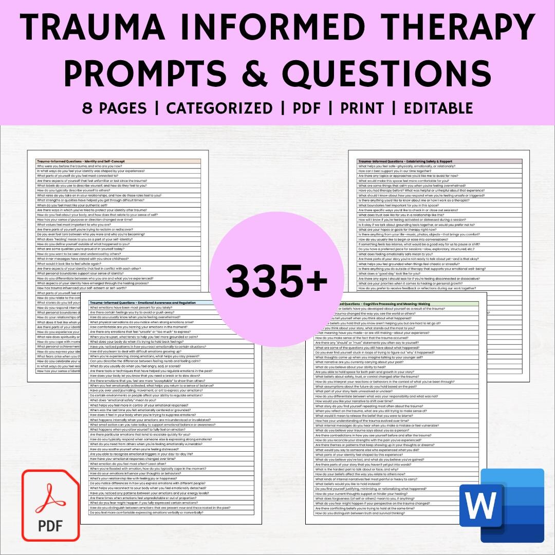 Trauma Therapy Questions PDF, Trauma Questions, Therapy Question Bundle ...