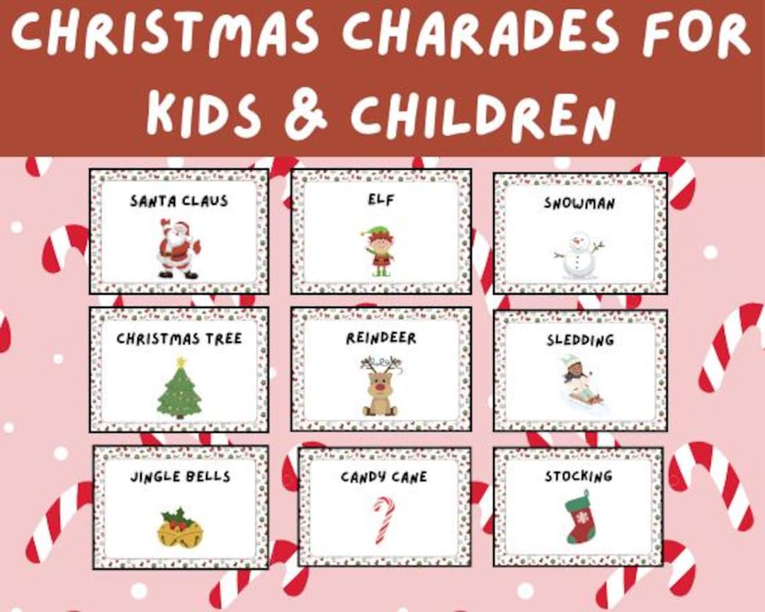 Christmas Charade for Kids Printable Christmas Pictionary Digital Print ...