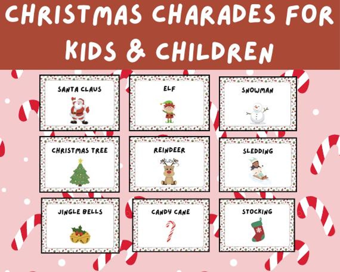 Christmas Charade for Kids Printable Christmas Pictionary Digital Print ...