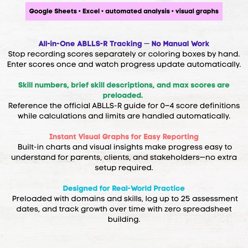 ABLLS-R Assessment Sheet, ABLLS R Tracking Sheets Excel & Google Sheets ...