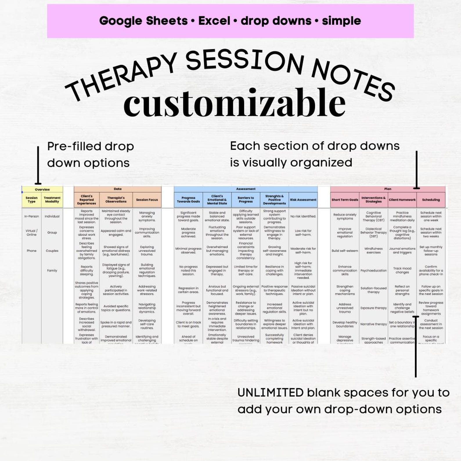 DAP Therapy Progress Note Template, DAP Notes Template, Counseling ...