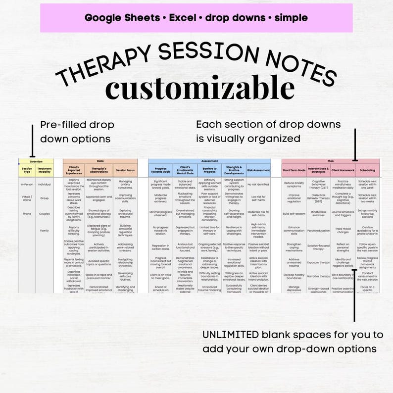 DAP Therapy Progress Note Template, DAP Notes Template, Counseling ...