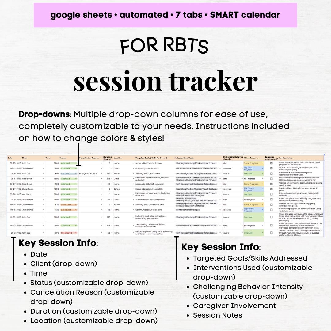 RBT Tracker, Client Supervision Log, Therapist Rbt, RBT Therapist, Rbt Behavior Analyst, Rbt ...