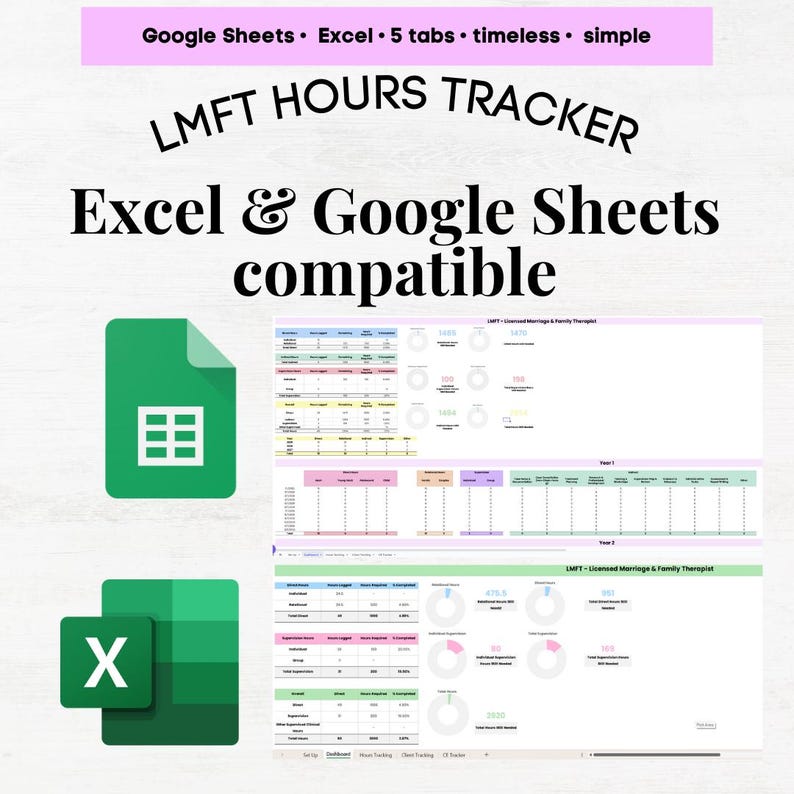 LMFT Hour Tracker, LMFT Licensure Tracking, Lmfta Hour Tracker, LMFT ...