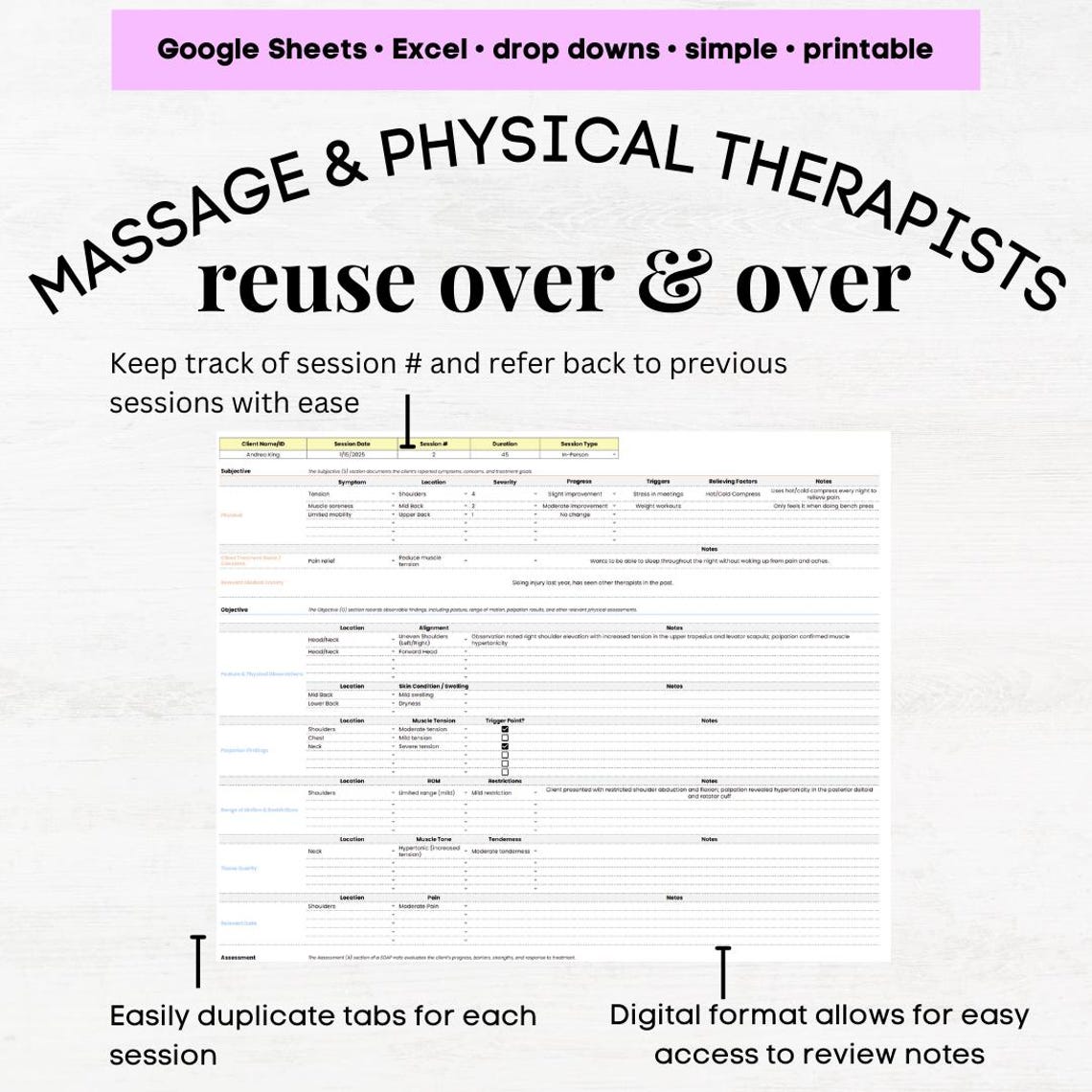 Massage Therapy SOAP Note Template, Massage Therapy Notes, Physical ...