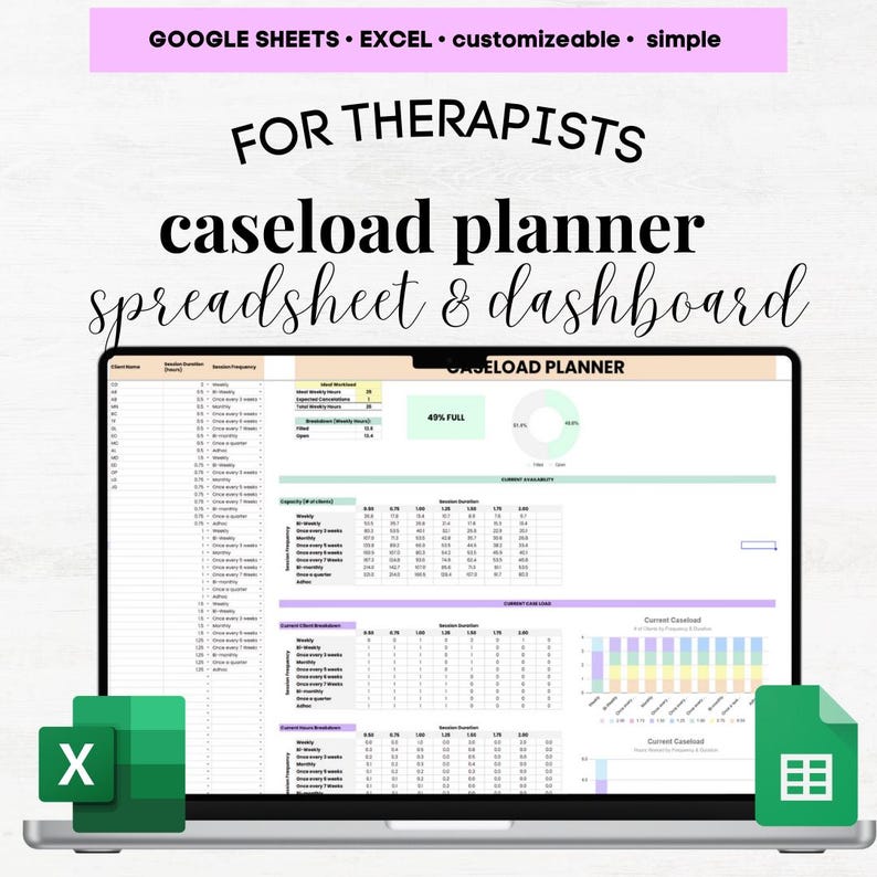 Therapy Caseload Tracker, Caseload Planner, Caseload Tracker, Caseload ...