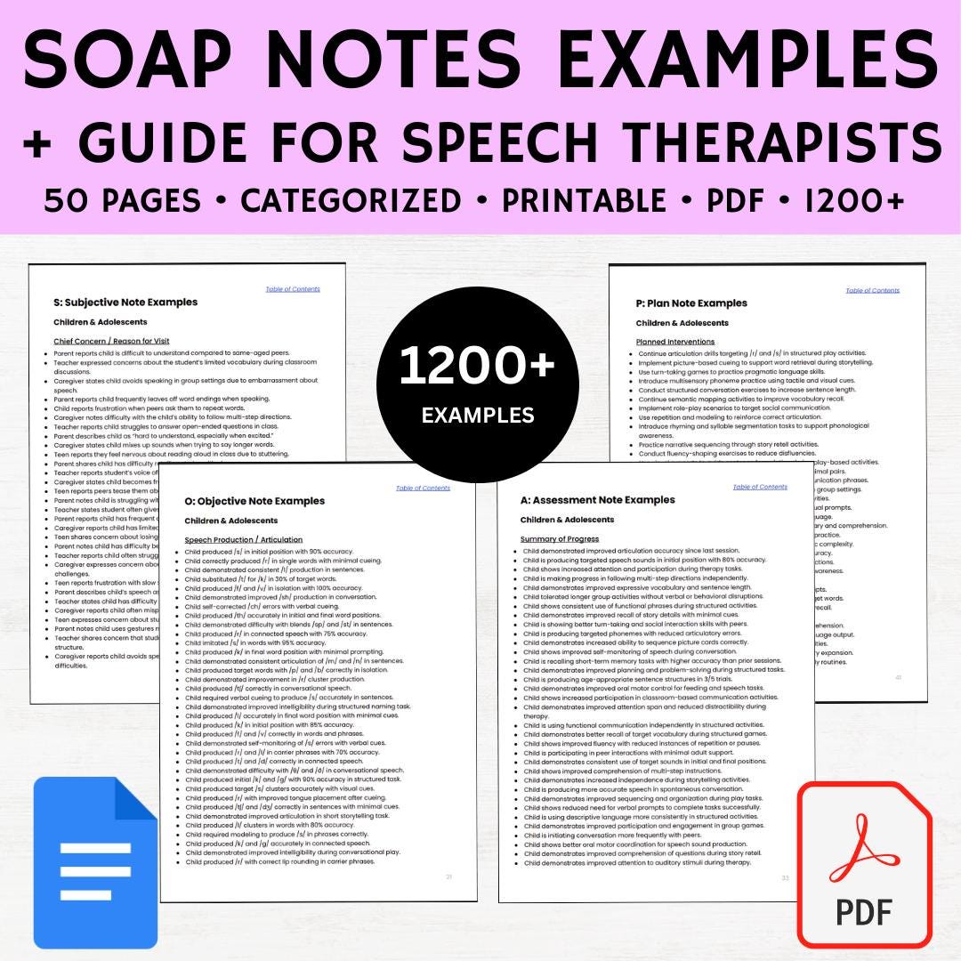 Speech Pathology SOAP Note Example, Soap Speech Pathology, Soap ...