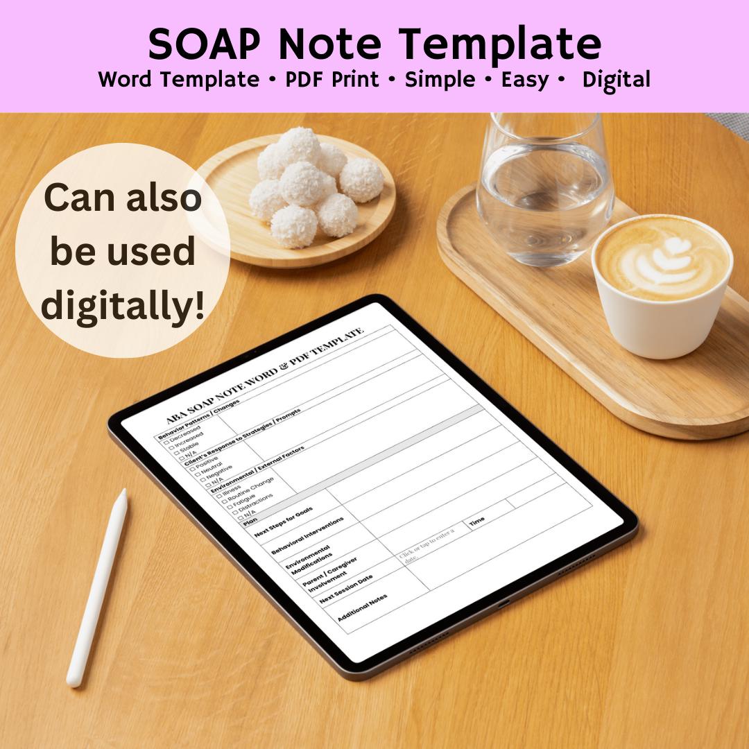 Aba Bcba Rbt SOAP Note Template, RBT Notes, ABA Notes, Aba Session Note ...