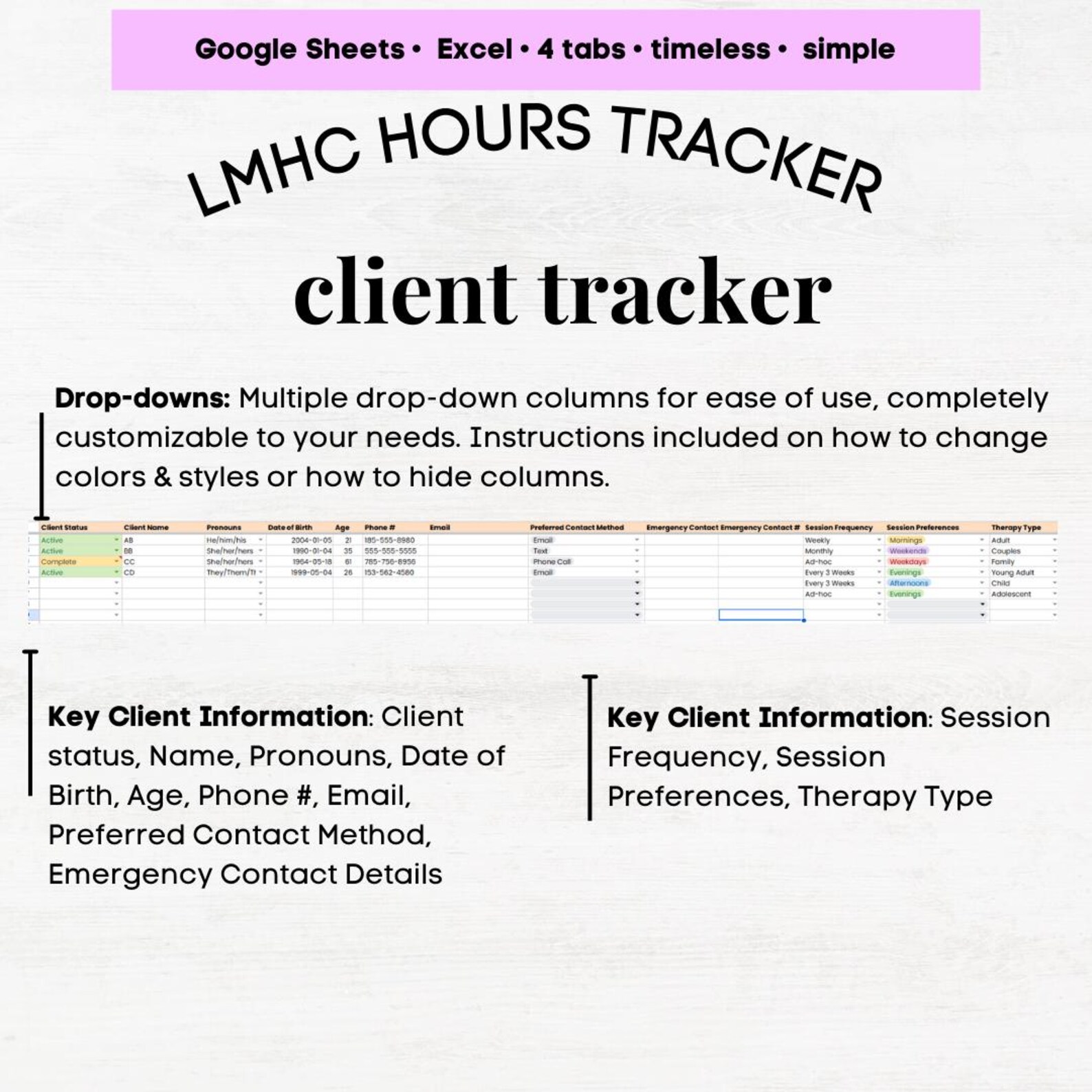 LMHC Hours Log, LMHC License, LMHC Hours Tracker, Lmhc Clinical Hours ...