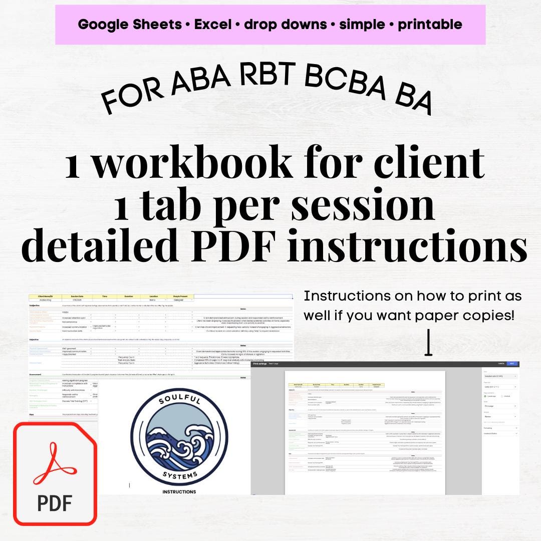 ABA SOAP Note Template, Aba Progress Note Template, Aba Session Note ...