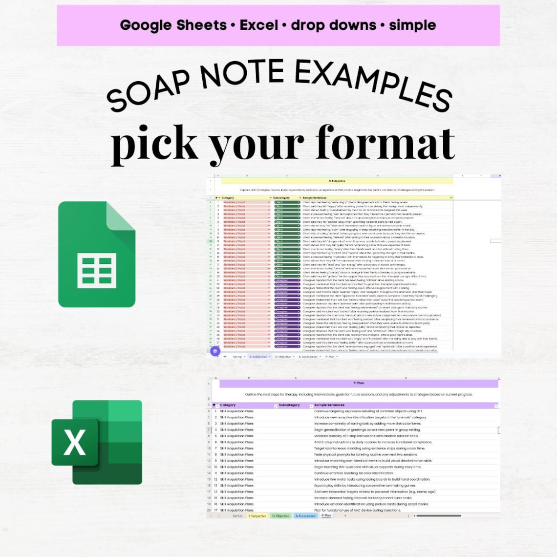 ABA SOAP Note Sentences, Aba Progress Note, Aba Session Note, Rbt ...