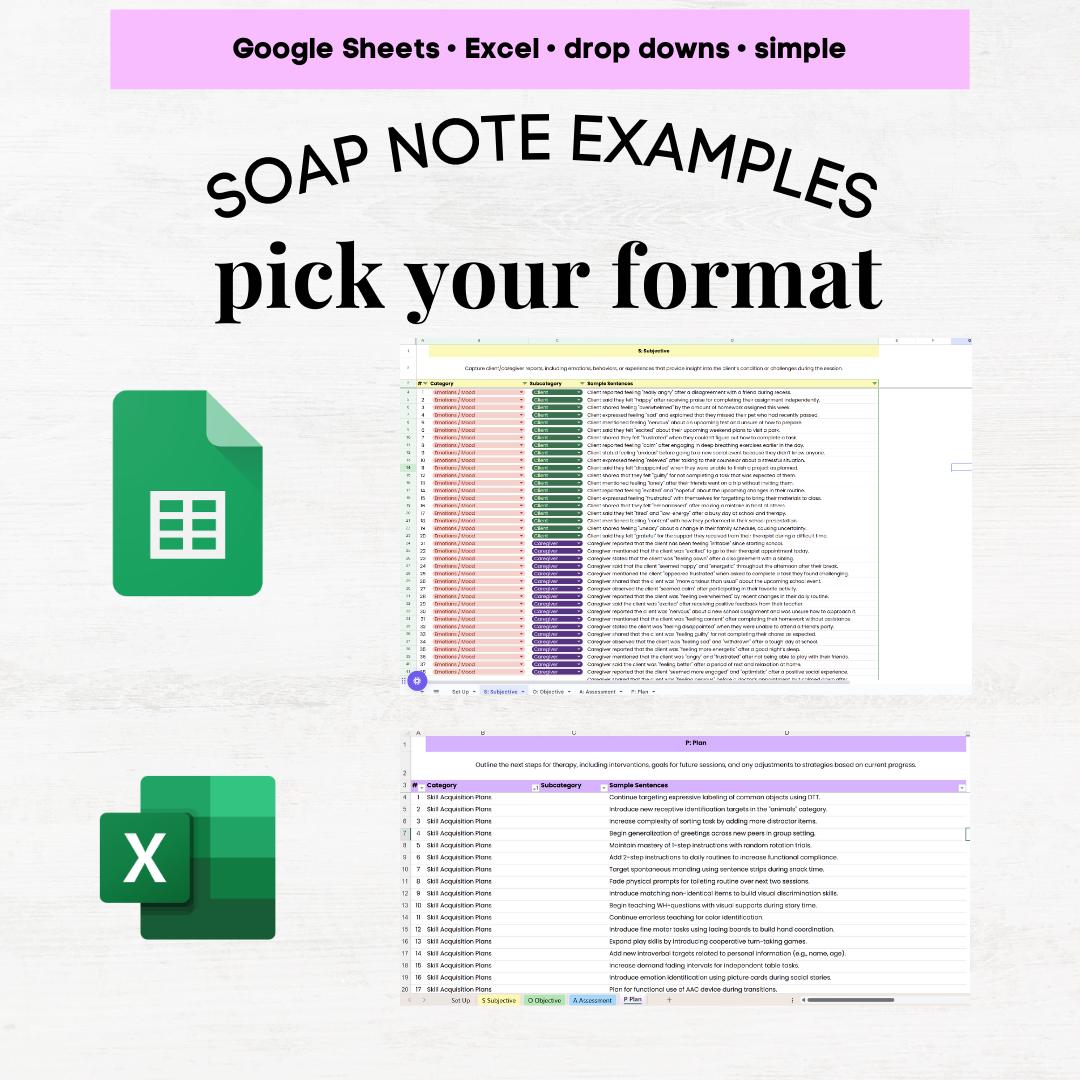 ABA SOAP Note Sentences, Aba Progress Note, Aba Session Note, Rbt ...