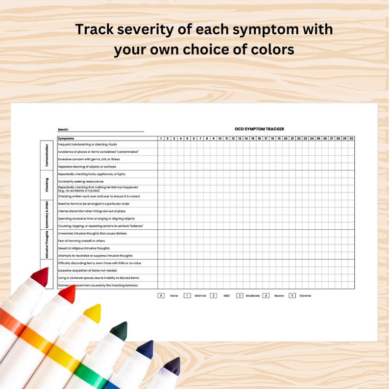 OCD Symptom Tracker Print PDF OCD Symptom Tracking Printable Obsessed ...