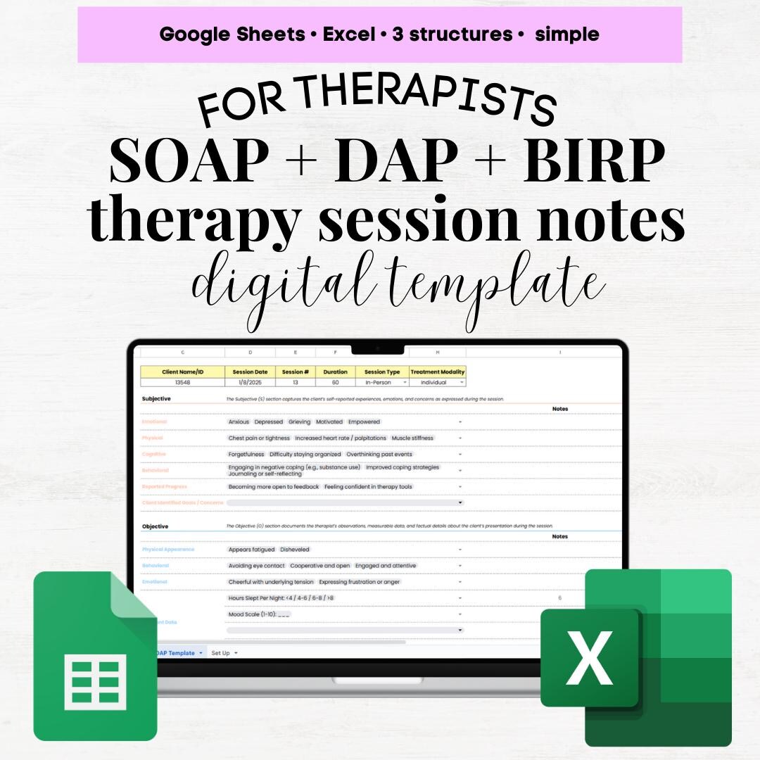 Therapy Progress Notes Template SOAP Note Template Counseling Notes ...