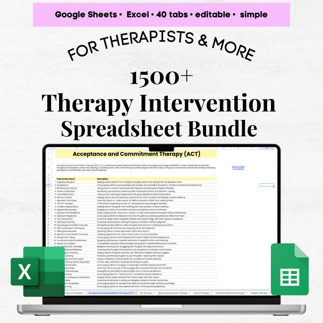 Therapy Intervention Sheet, Therapy Intervention List, Therapy ...