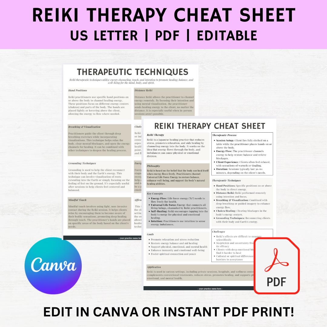Reiki Therapy Cheat Sheet, Reiki Chakra Therap Reiki Therapy, Therapy ...