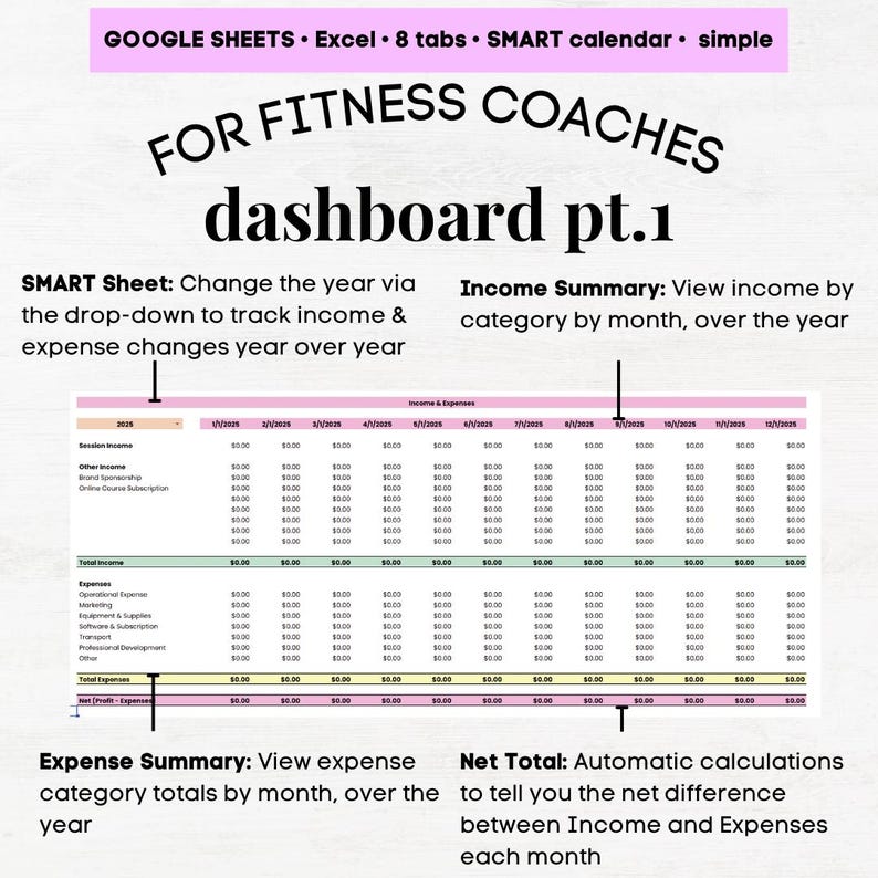 Personal Trainer Client Tracker Calendar, Personal Trainer Spreadsheet ...