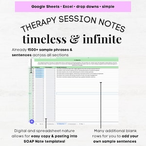 Counseling Notes Cheat Sheet Spreadsheet, Counseling Progress Note ...