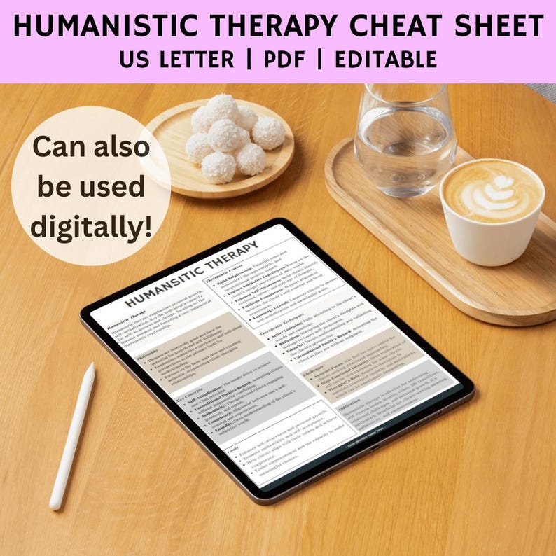 Humanistic Therapy Cheat Sheet, Therapy Cheat Sheet, Therapist Tool ...