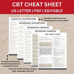 CBT Therapy Cheat Sheet, CBT Therapy Worksheet, Behavioral Therapy, Cbt ...