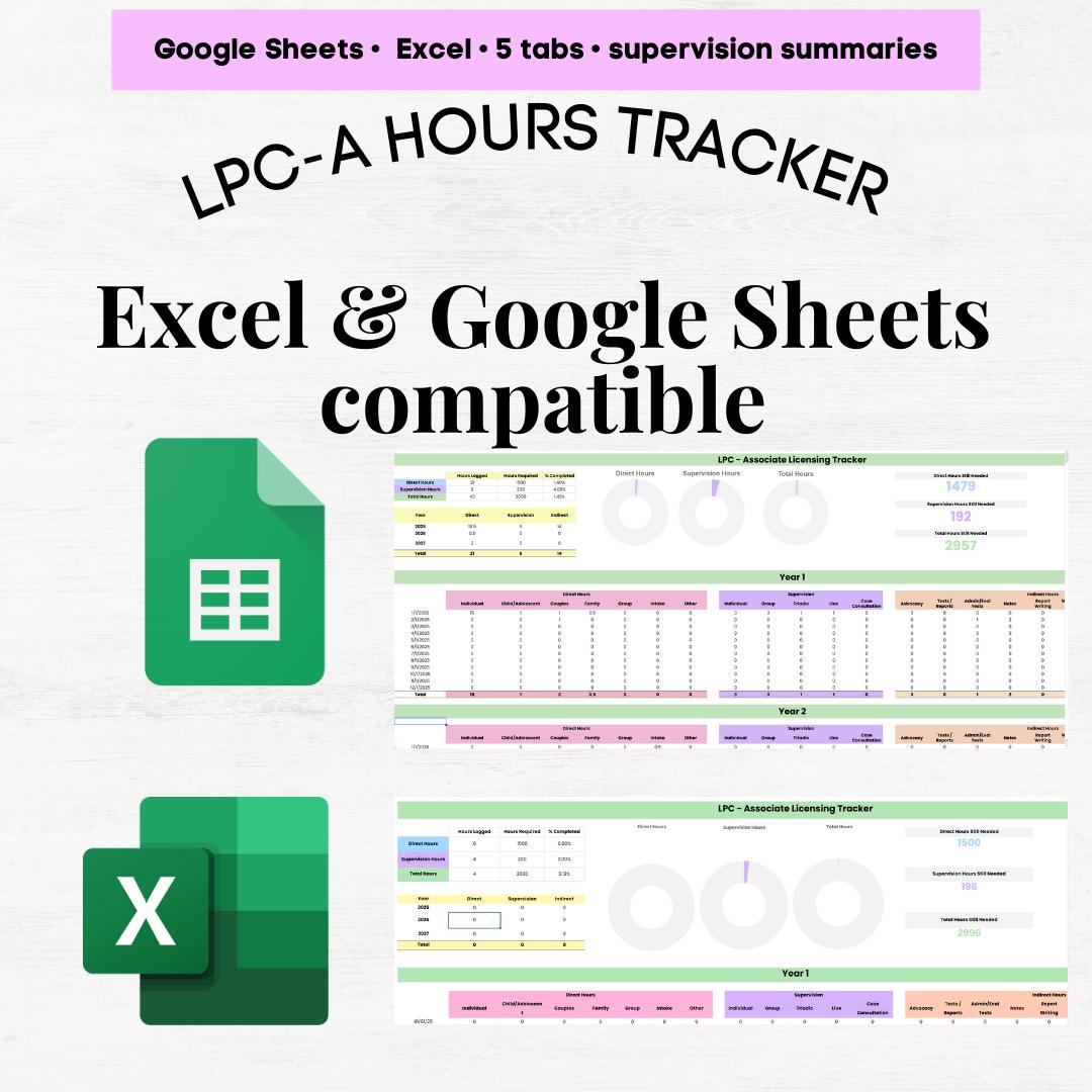 LPC Hours Tracker, LPC Hour Log, Licensure Tracking, Clinical Hours ...
