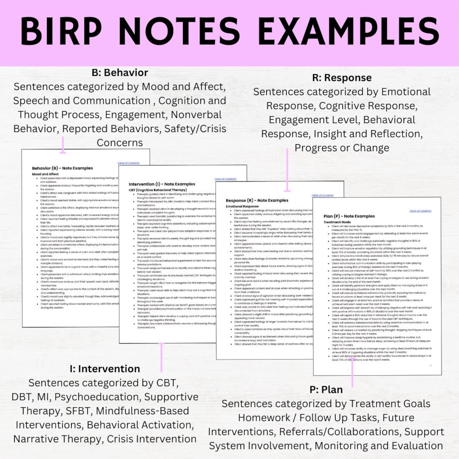 BIRP Note Cheat Sheet PDF, BIRP Note, Mental Health Therapy Notes ...