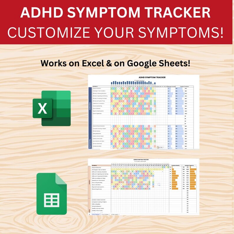 ADHD Tracker Excel Google Sheets Adhd Symptoms Tracker Adhd Management Behavior Tracker Daily ...