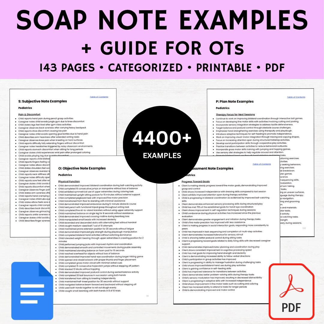 OT Soap Note Cheat Sheet PDF, Occupational Therapy SOAP Note Example Ot ...