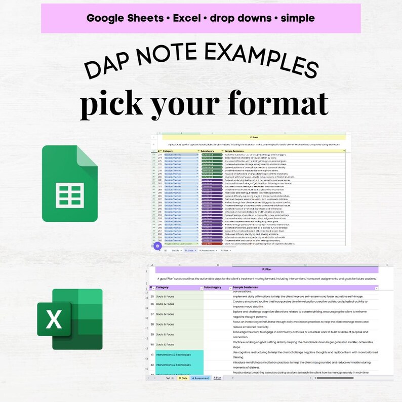 DAP Notes Examples, Therapy Progress Note Cheat Sheet, DAP Note, Dap ...