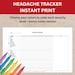 Headache Tracker Printable PDF Worksheet, Migraine Tracker, Chronic ...