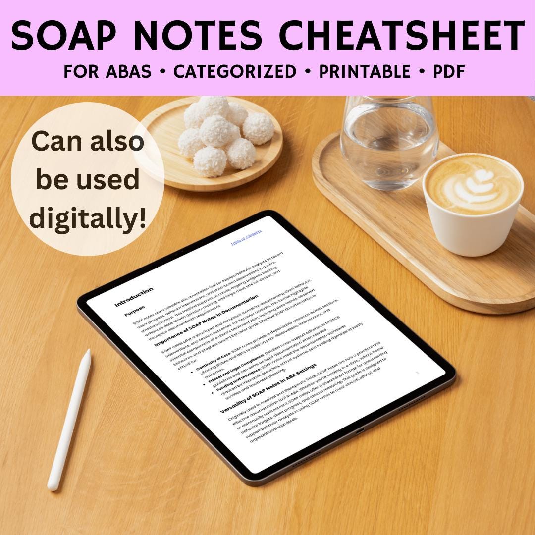ABA SOAP Note Sentences PDF, Aba Progress Note, Aba Session Note, Rbt ...