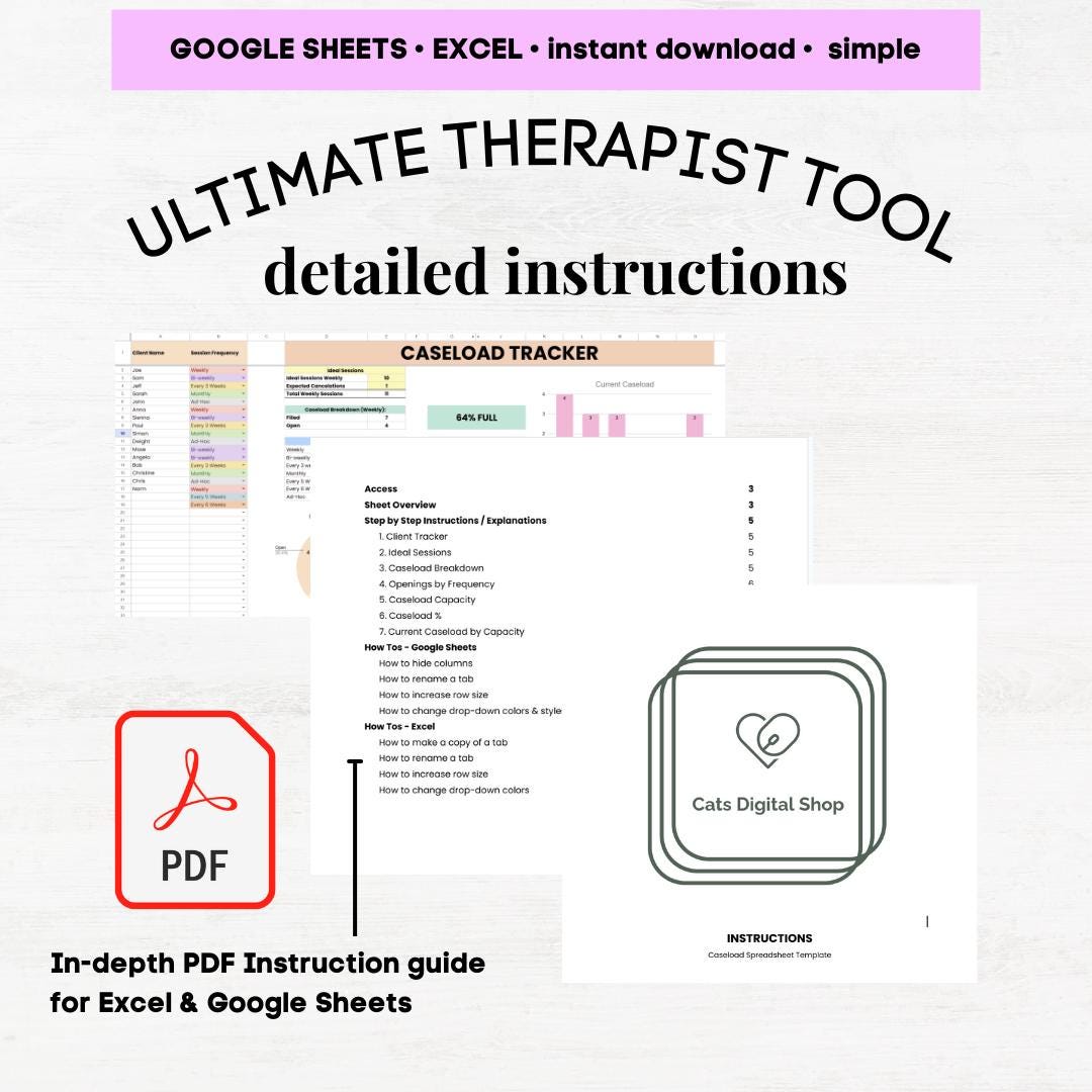 Therapist Caseload Tracker, Therapy Client Tracker, Caseload Organizer ...