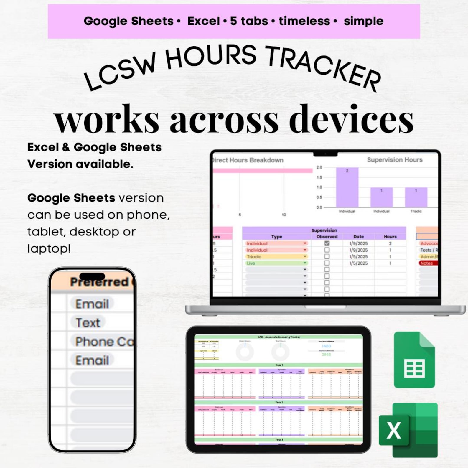 LCSW Hours, Lcsw Hours Tracker, Social Worker, Ceu Tracker, Clinical ...
