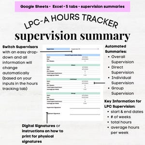 LPC Hours Tracker, LPC Hour Log, Licensure Tracking, Clinical Hours ...