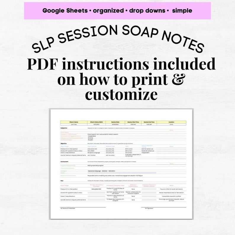 SLP Soap Note Template, Speech Therapy Soap Note Template, Slp Notes ...