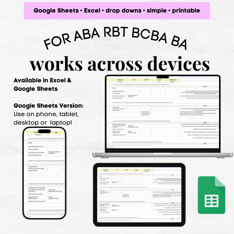 ABA SOAP Note Template, Aba Progress Note Template, Aba Session Note ...