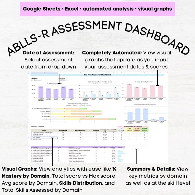 ABLLS-R A-I Assessment Sheet, ABLLS R Tracking Sheets Excel & Google ...