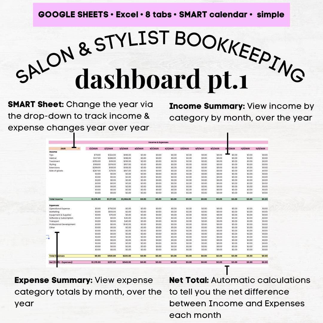 Salon Bookkeeping Scheduling Template, Scheduling Hair Stylist, Hair ...