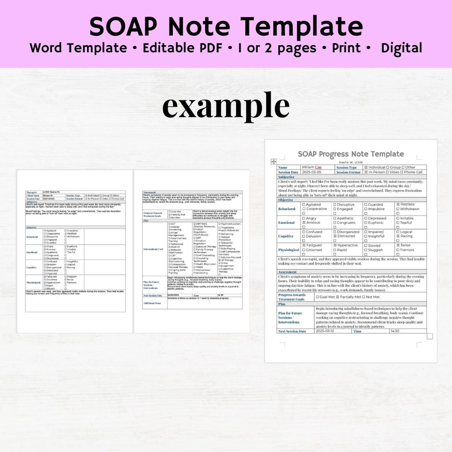 SOAP Note Therapy Editable PDF Template, Soap Notes Template, Digital ...