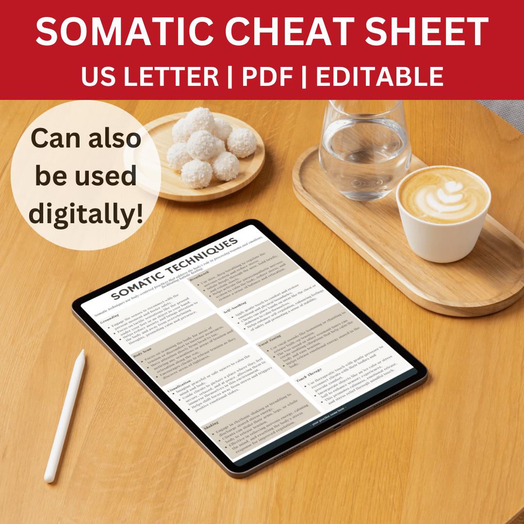 Somatic Therapy Cheat Sheets, Somatic Exercise, Somatic Worksheet ...