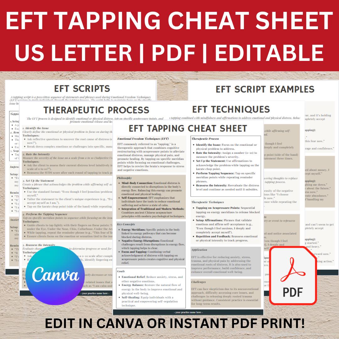 Emotional Freedom Technique Cheat Sheet, EFT Cheat Sheet, Tapping ...