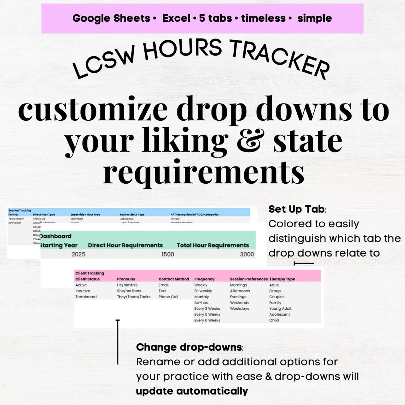 LCSW Hours, Lcsw Hours Tracker, Social Worker, Ceu Tracker, Clinical ...
