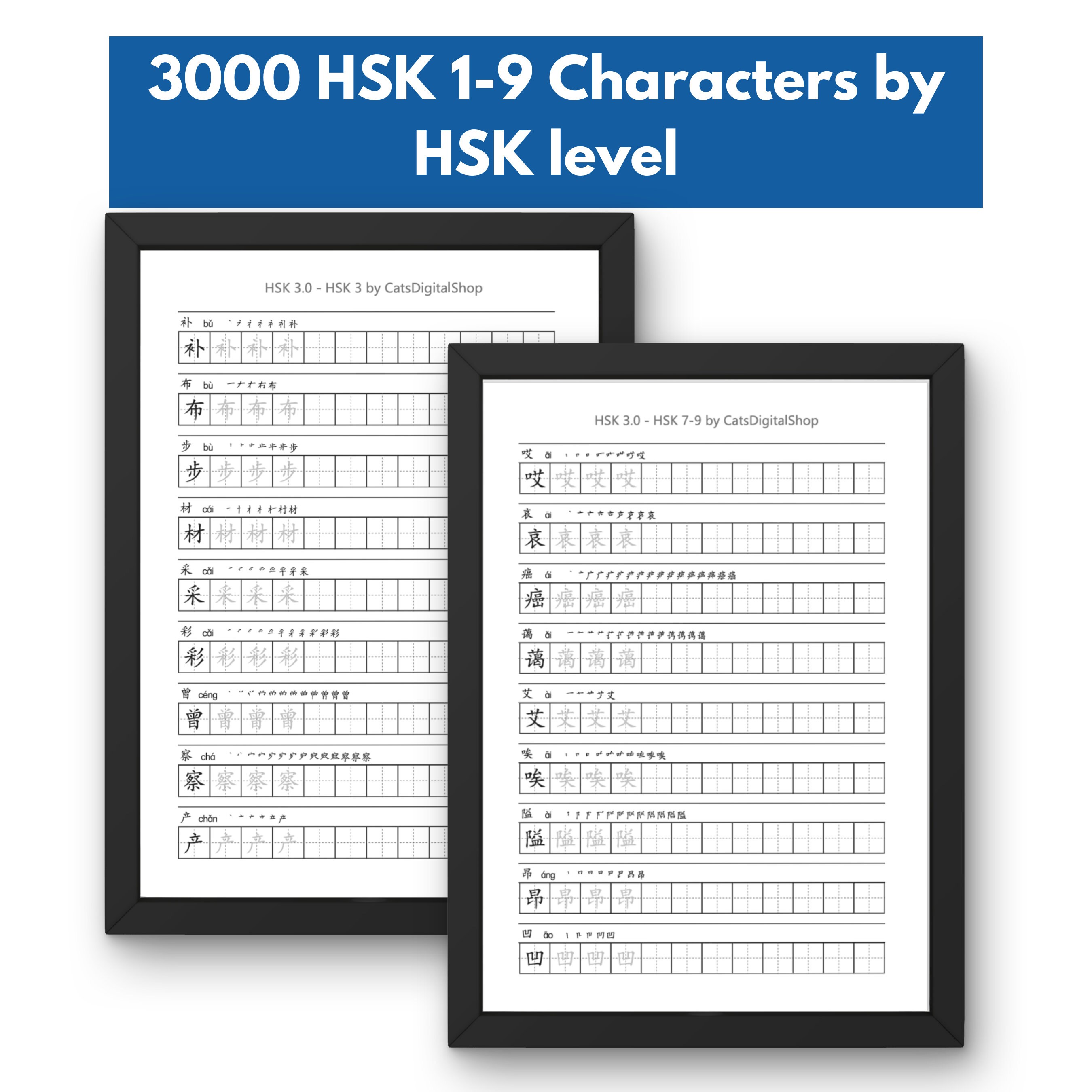 HSK 1-9 Bundle, HSK Writing Practice, Hsk Writing Worksheet, Hsk ...