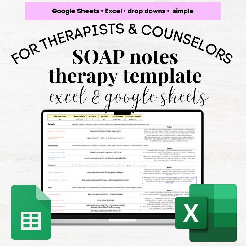SOAP Notes Therapy Template, SOAP Notes, SOAP Therapy Note, Soap Note ...