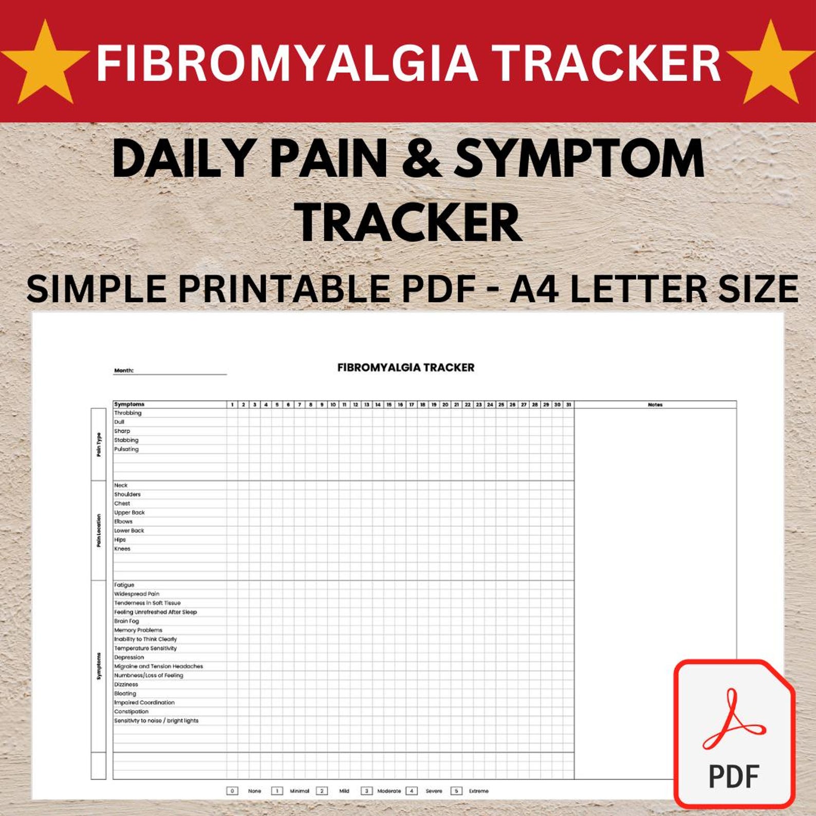 Fibromyalgia Tracker Printable PDF Fibromyalgia Symptoms Fibromyalgia ...