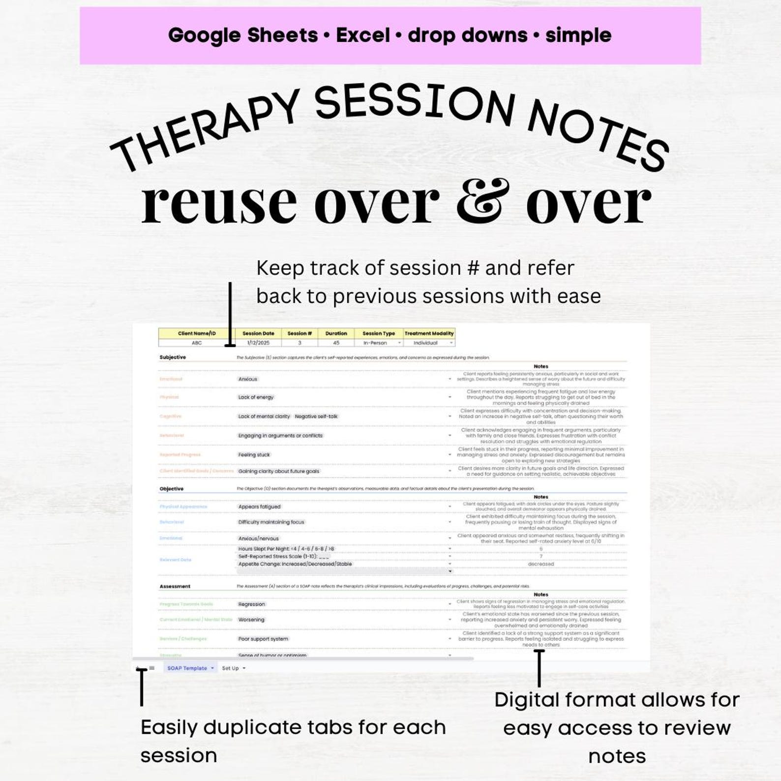 SOAP Notes Therapy Template, SOAP Notes, SOAP Therapy Note, Soap Note ...
