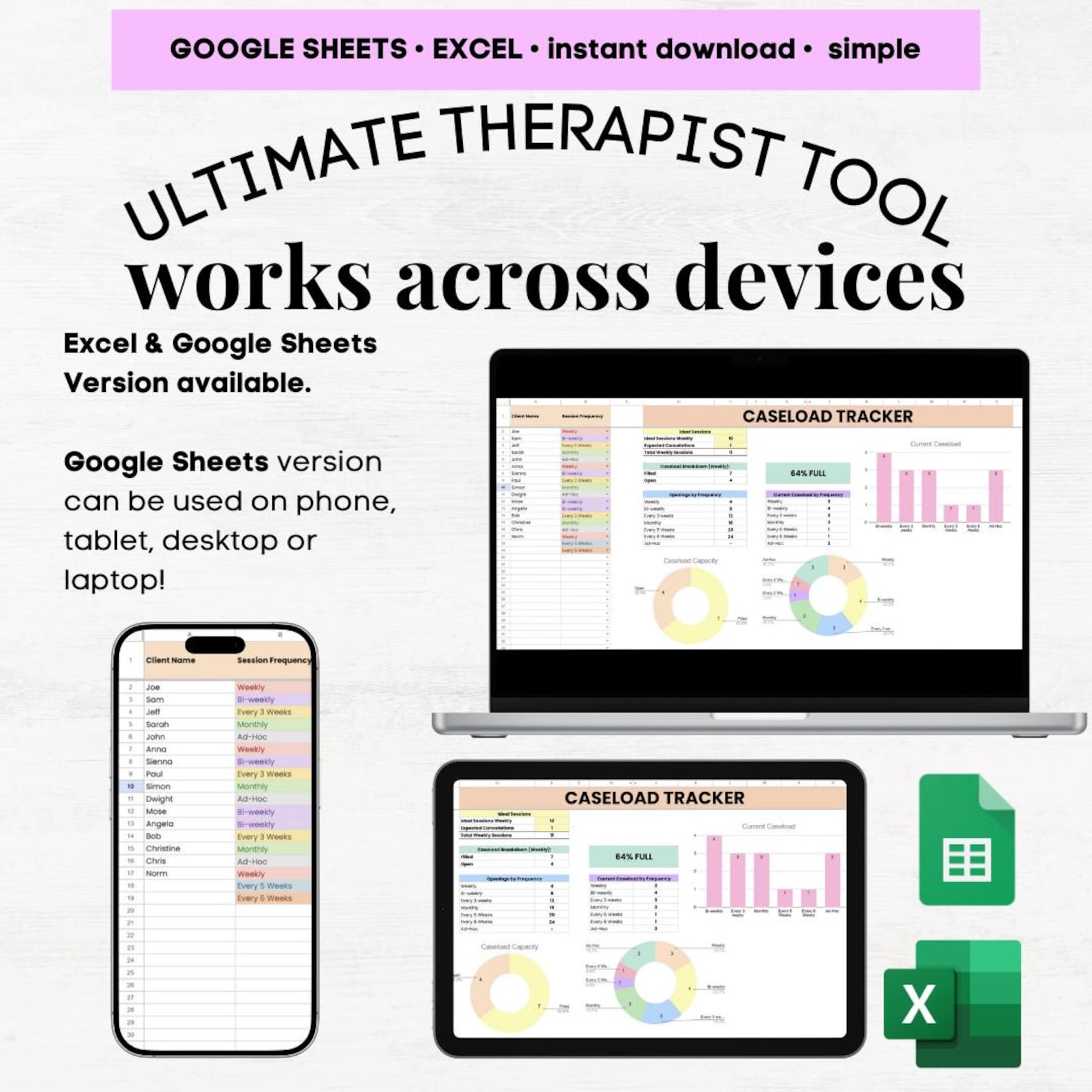 Therapist Caseload Tracker, Therapy Client Tracker, Caseload Organizer ...