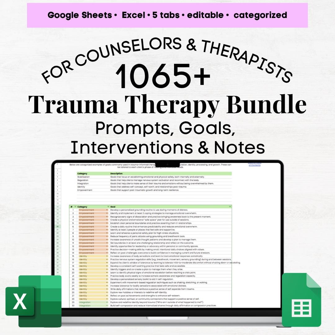 Trauma Therapy Bundle, Trauma Questions, Trauma Interventions, Trauma ...